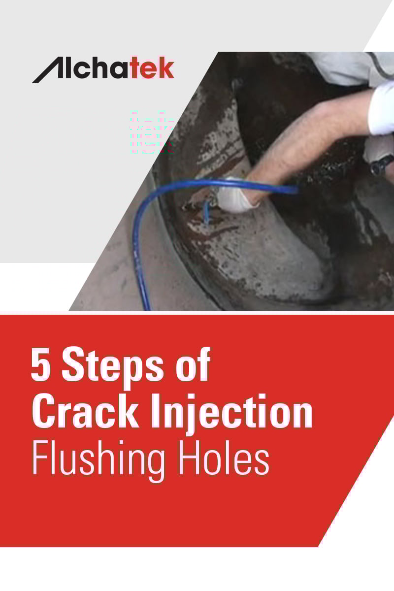 5 Steps of Concrete Crack Injection – 2. Flushing Holes